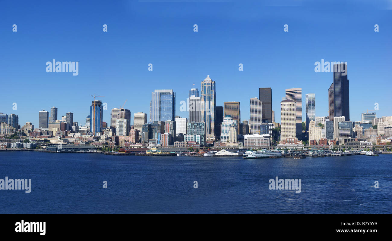 Panorama Seattle waterfront skyline downtown Puget Sound Pacific ...