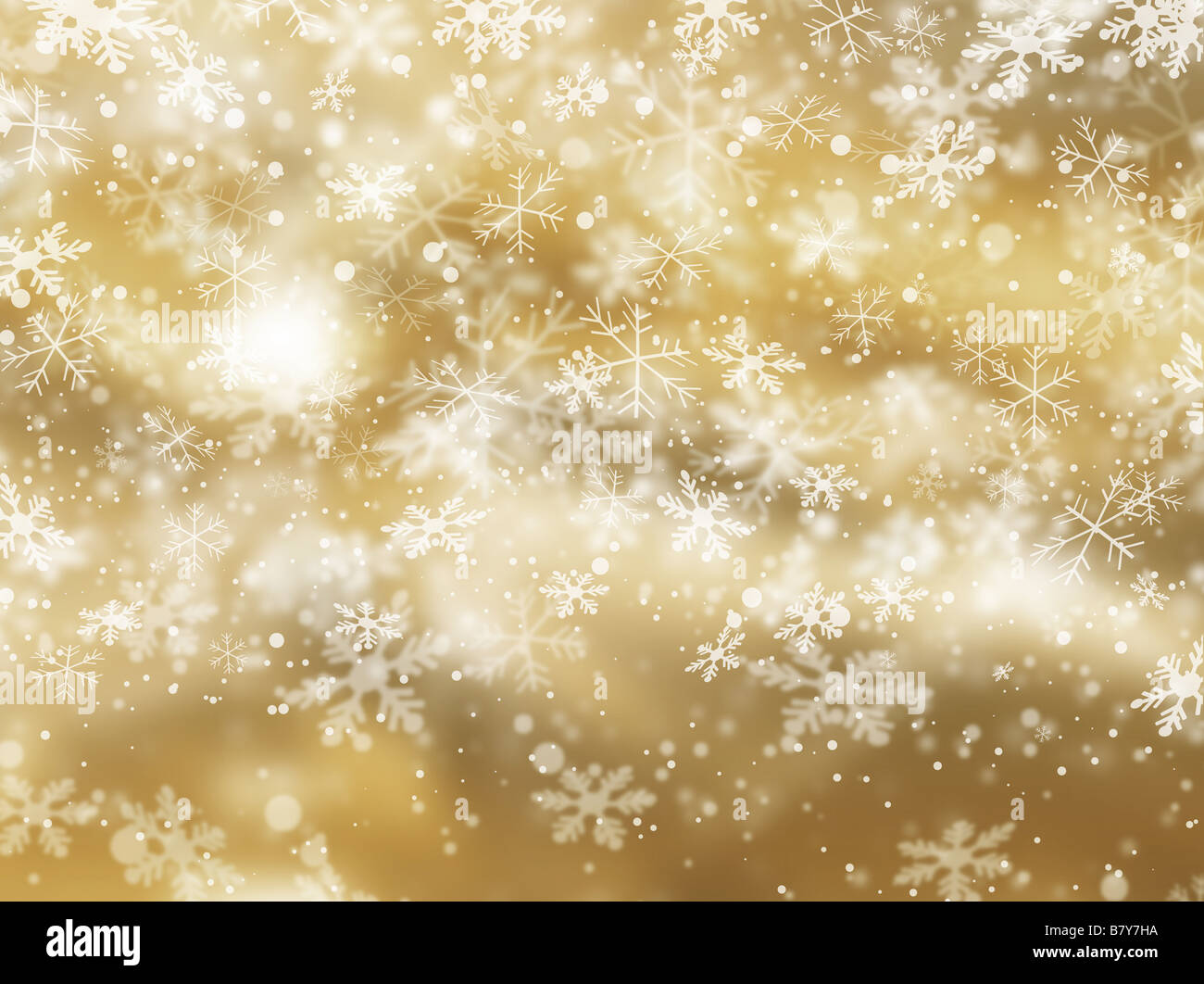 Golden background of falling snowflakes Stock Photo - Alamy