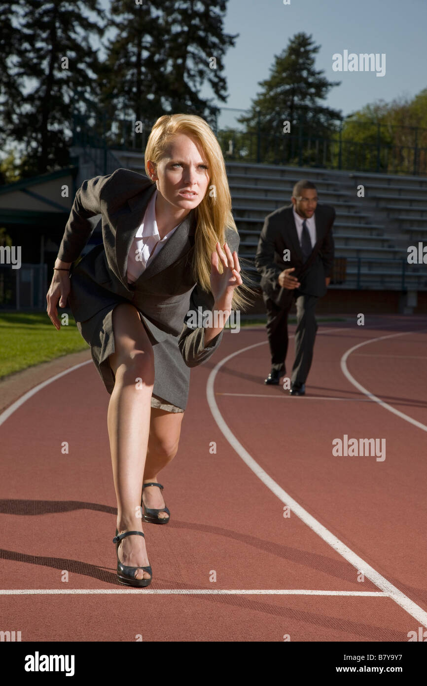 Business people racing on track hi-res stock photography and images - Alamy