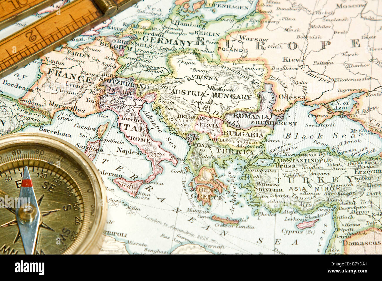 Vintage 1907 copyrighted expired map of Europe and Asia Stock Photo - Alamy