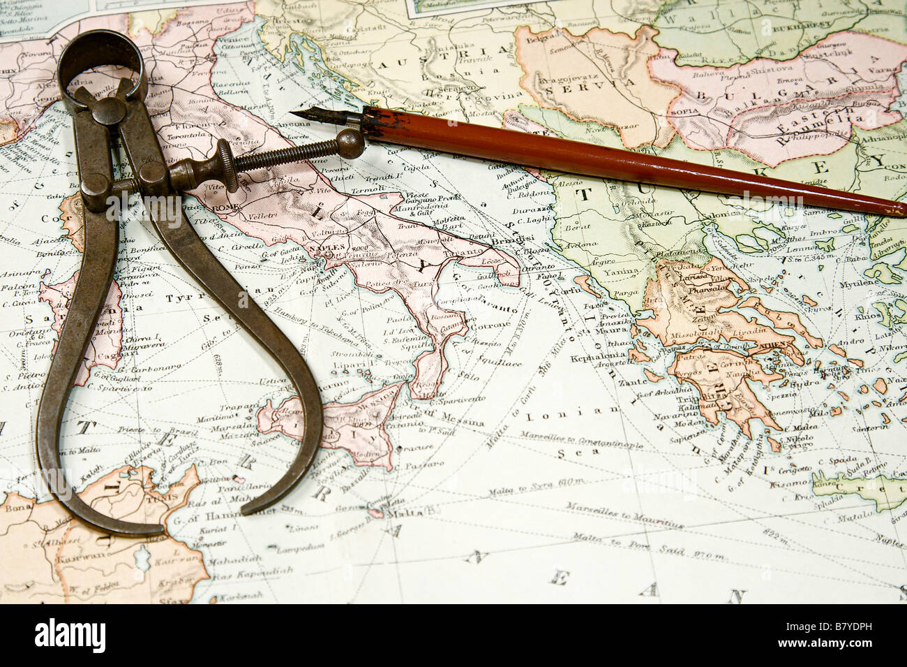 Vintage 1907 copyrighted expired map of Europe and Asia Stock Photo - Alamy