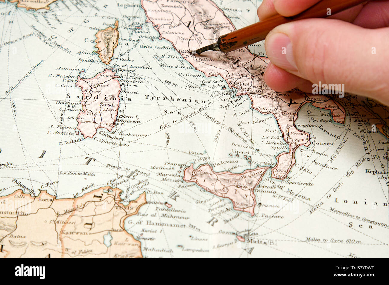 Vintage 1907 copyrighted expired map of Europe and Asia Stock Photo - Alamy