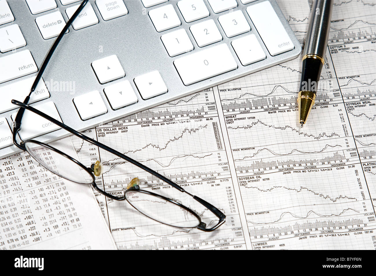 Business finance graphs of a working capitalist Stock Photo - Alamy