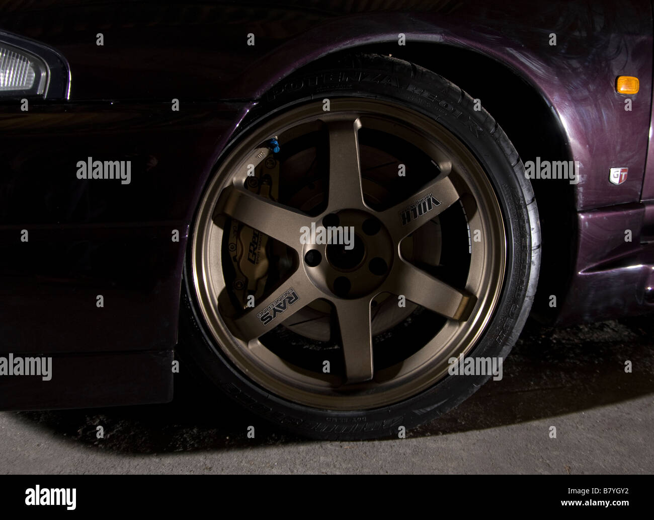 Alloy wheel on modified car Stock Photo - Alamy