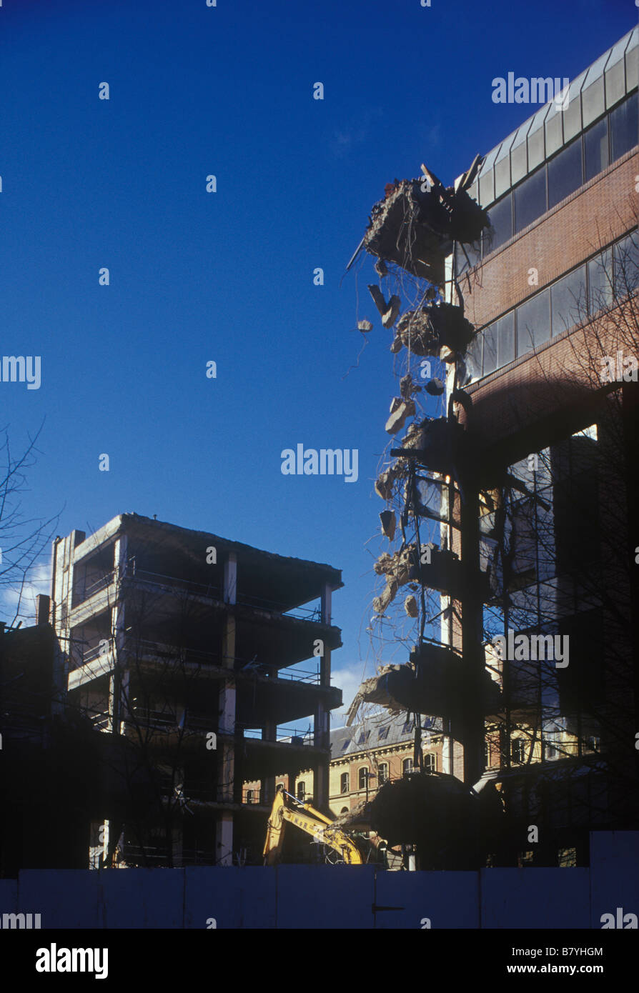 View of demolition of 1970s reinforced concrete structure in Leeds ...