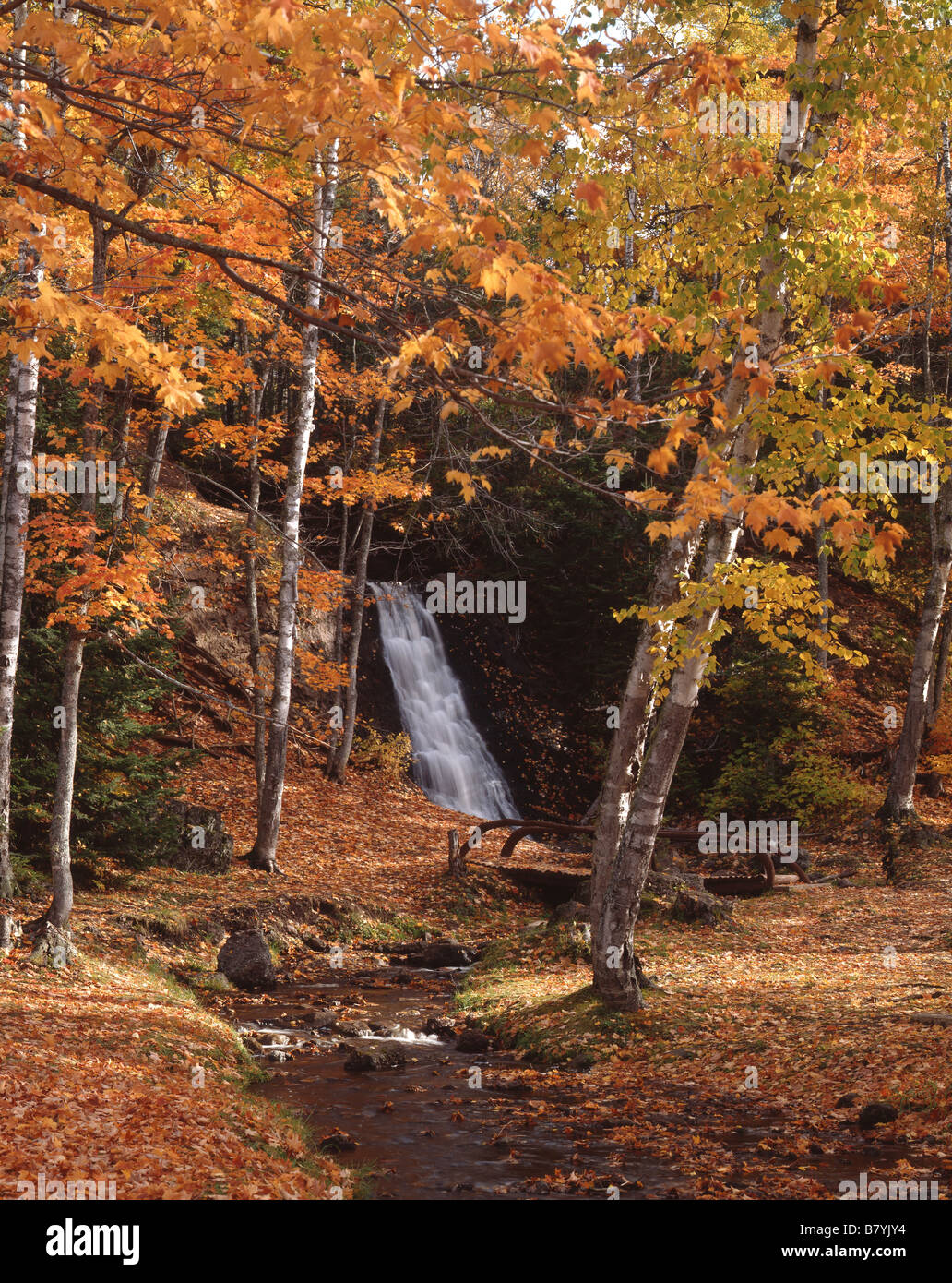 Waterfall with Stream in Autumn Stock Photo - Alamy