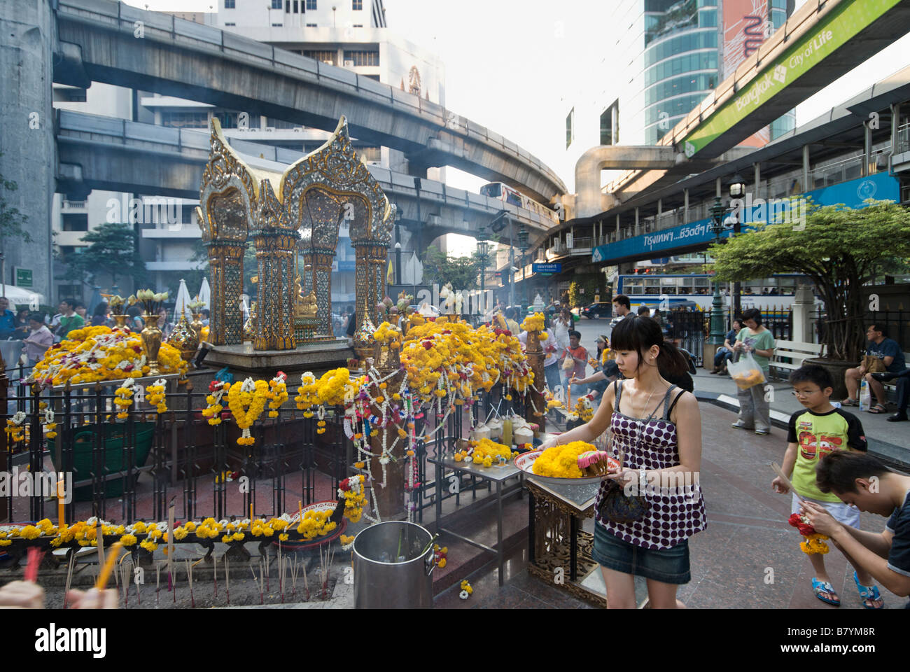 The Erawan buddhist shrine on the forecourt of the upmarket Erawan ...