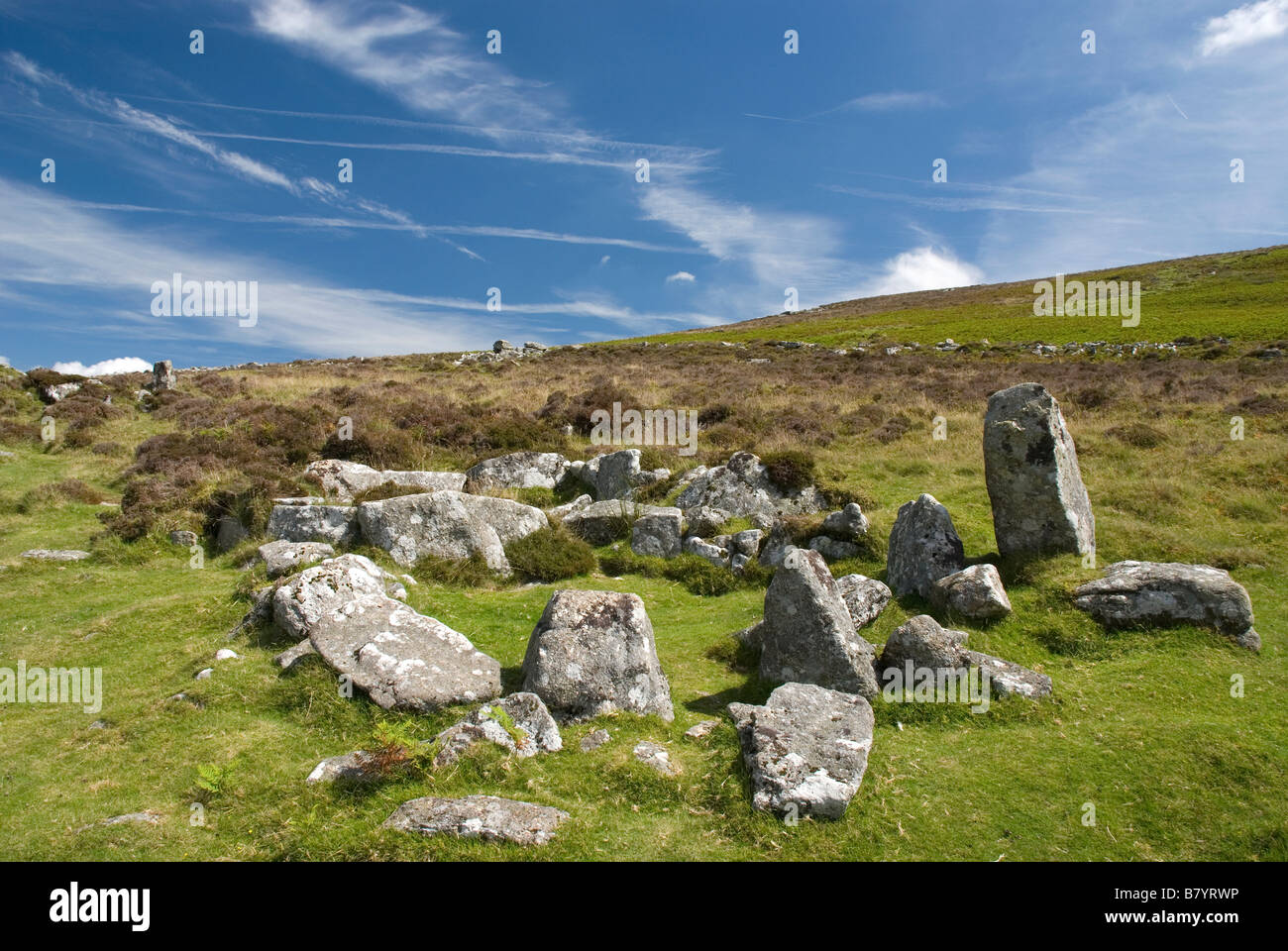 Grimspound Bronze Age settlement, on Dartmoor Devon UK Stock Photo - Alamy
