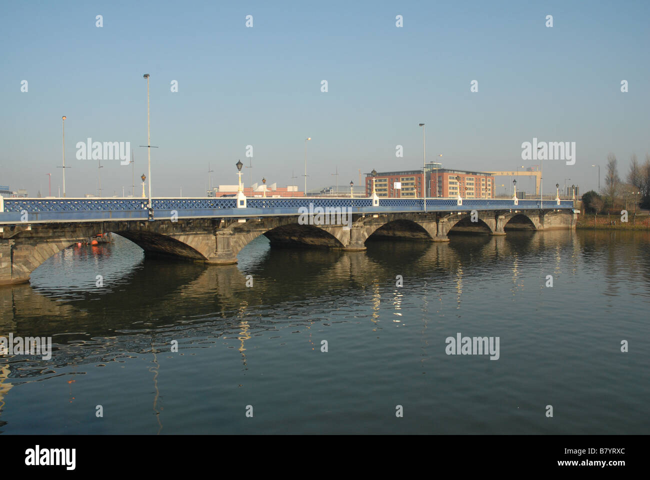 The Queens Bridge is a bridge in Belfast Northern Ireland Stock Photo ...