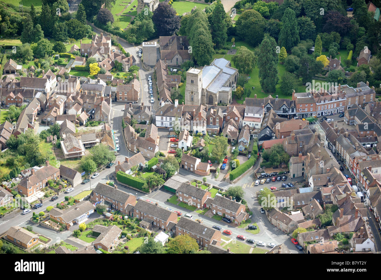 Aerial view Much Wenlock in Shropshire England Uk Stock Photo - Alamy