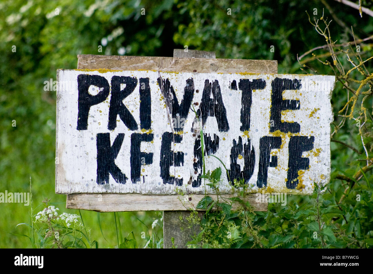 hand painted Private keep off sign Stock Photo - Alamy