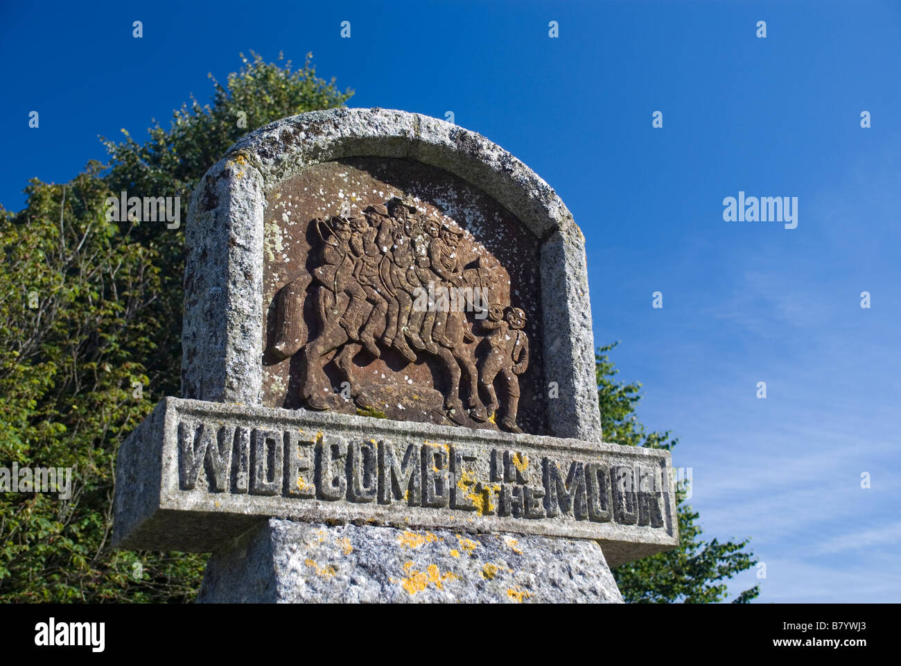Village sign at Widecombe In The Moor Devon UK Stock Photo - Alamy