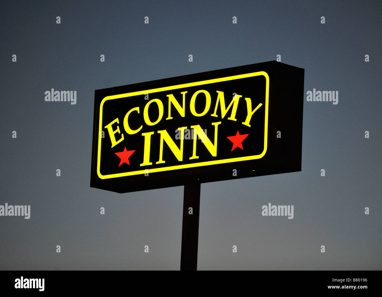 Economy Inn Hotel Sign Board on Sunset Boulevard Stock Photo - Alamy