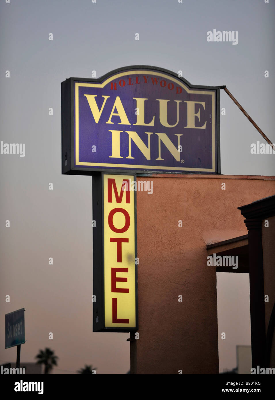 Economy Vaue Inn Hotel Sign Board on Sunset Boulevard Stock Photo - Alamy