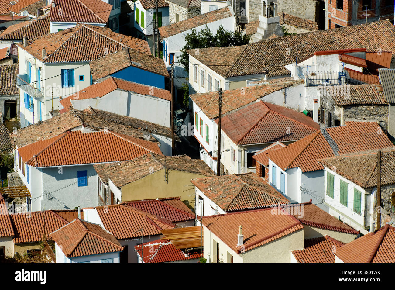 Houses of the old town of Samos Stock Photo - Alamy