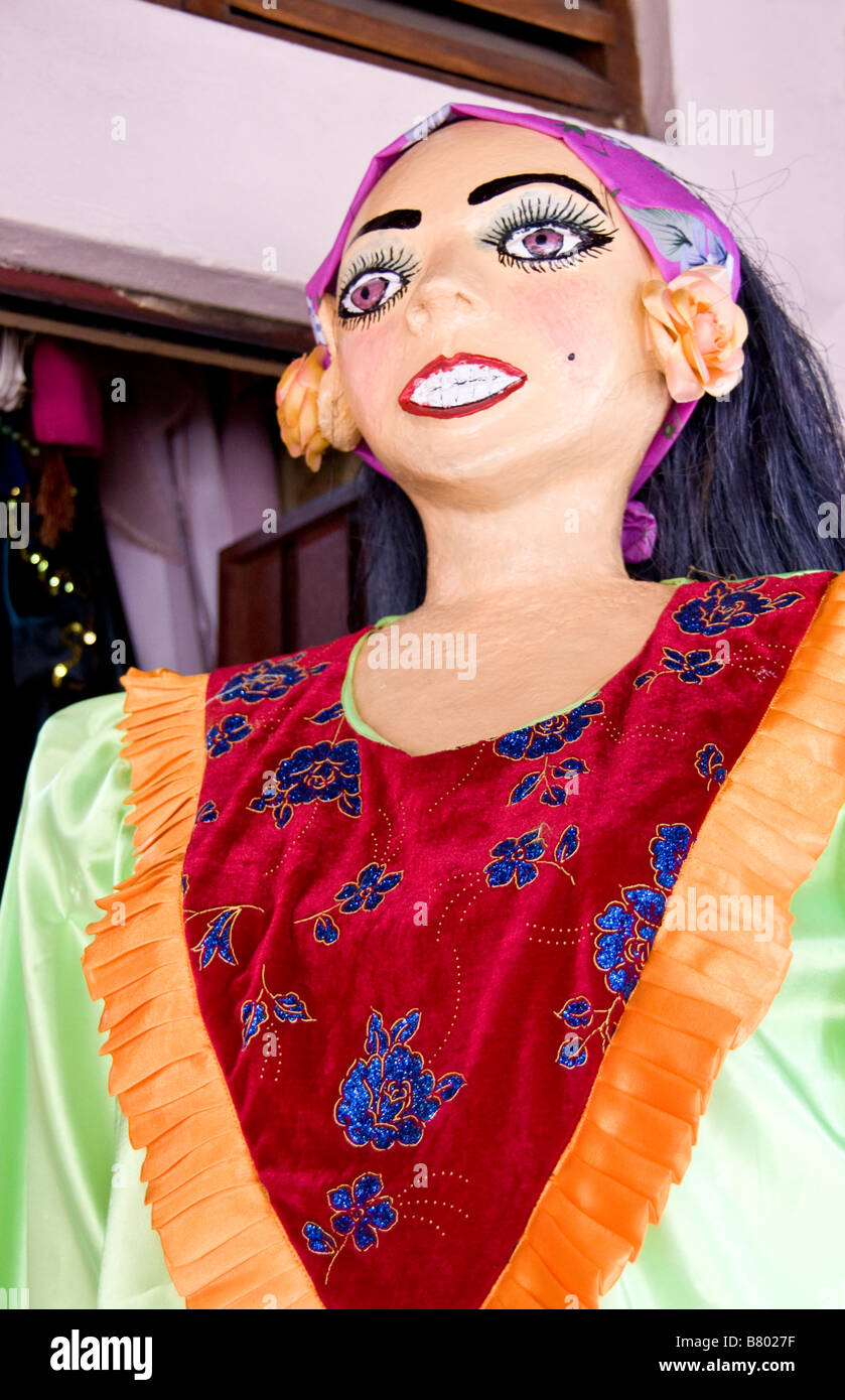 Nicaraguan traditional festival dance mask of tall woman at Masaya ...