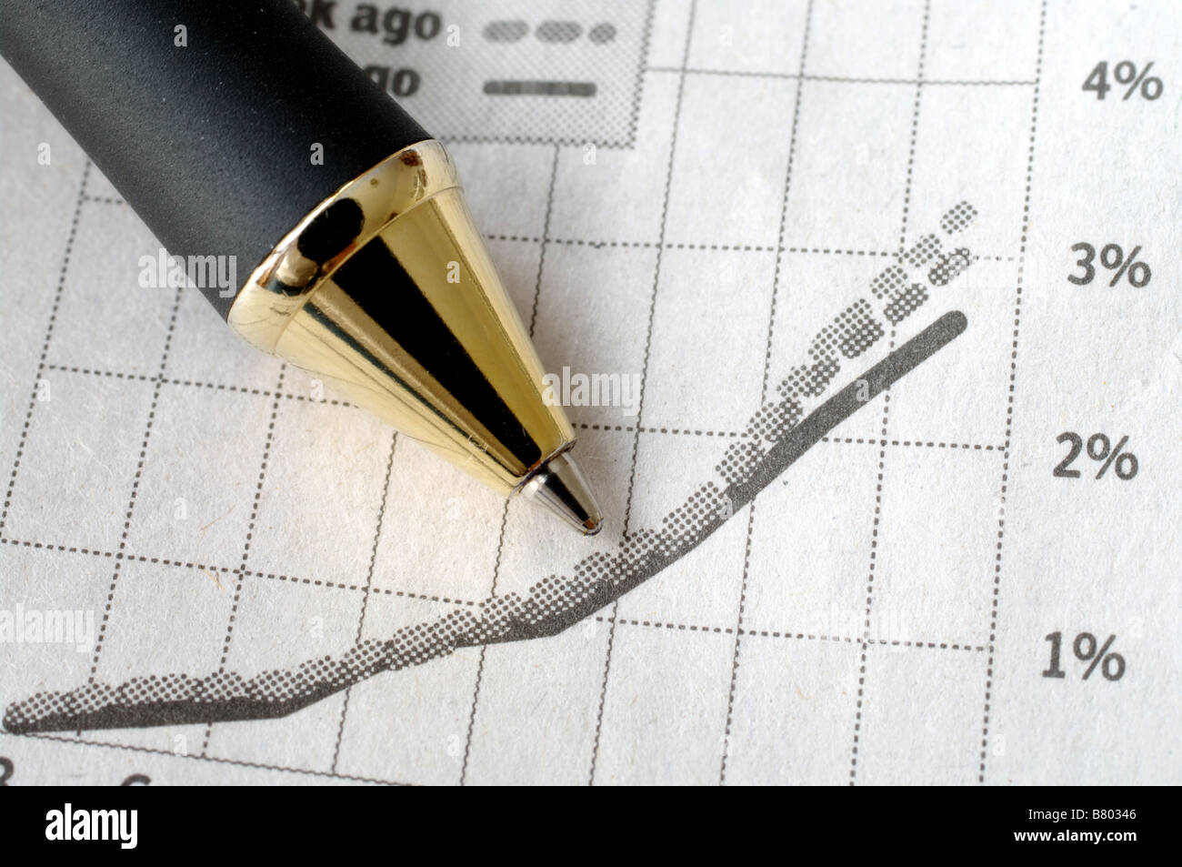 Pen pointing at a financial chart in newspaper Stock Photo - Alamy