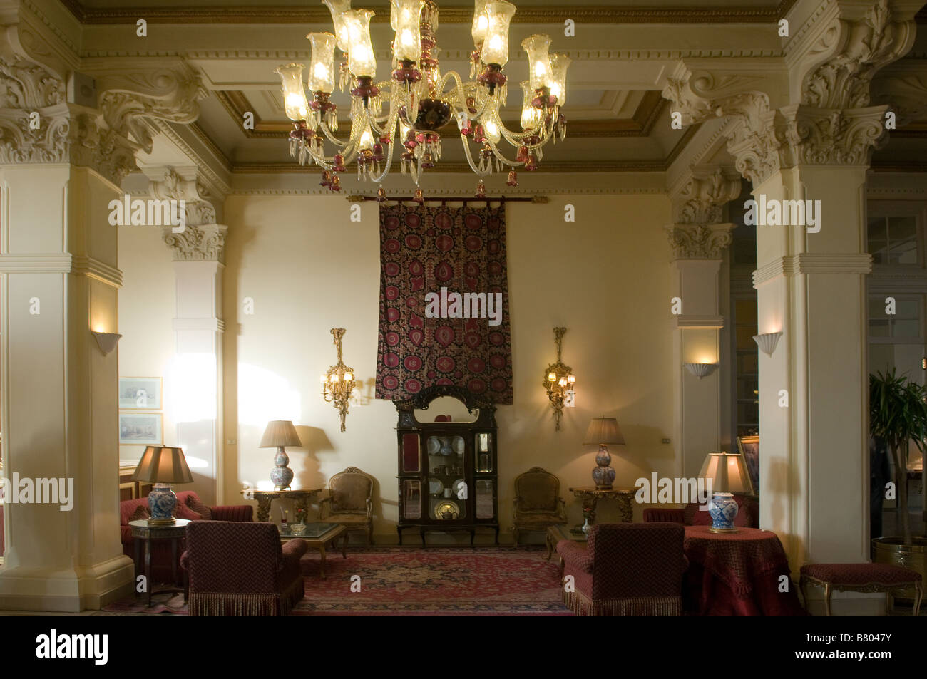 Elegant lobby of the upmarket Colonial-style Sofitel Winter Palace ...