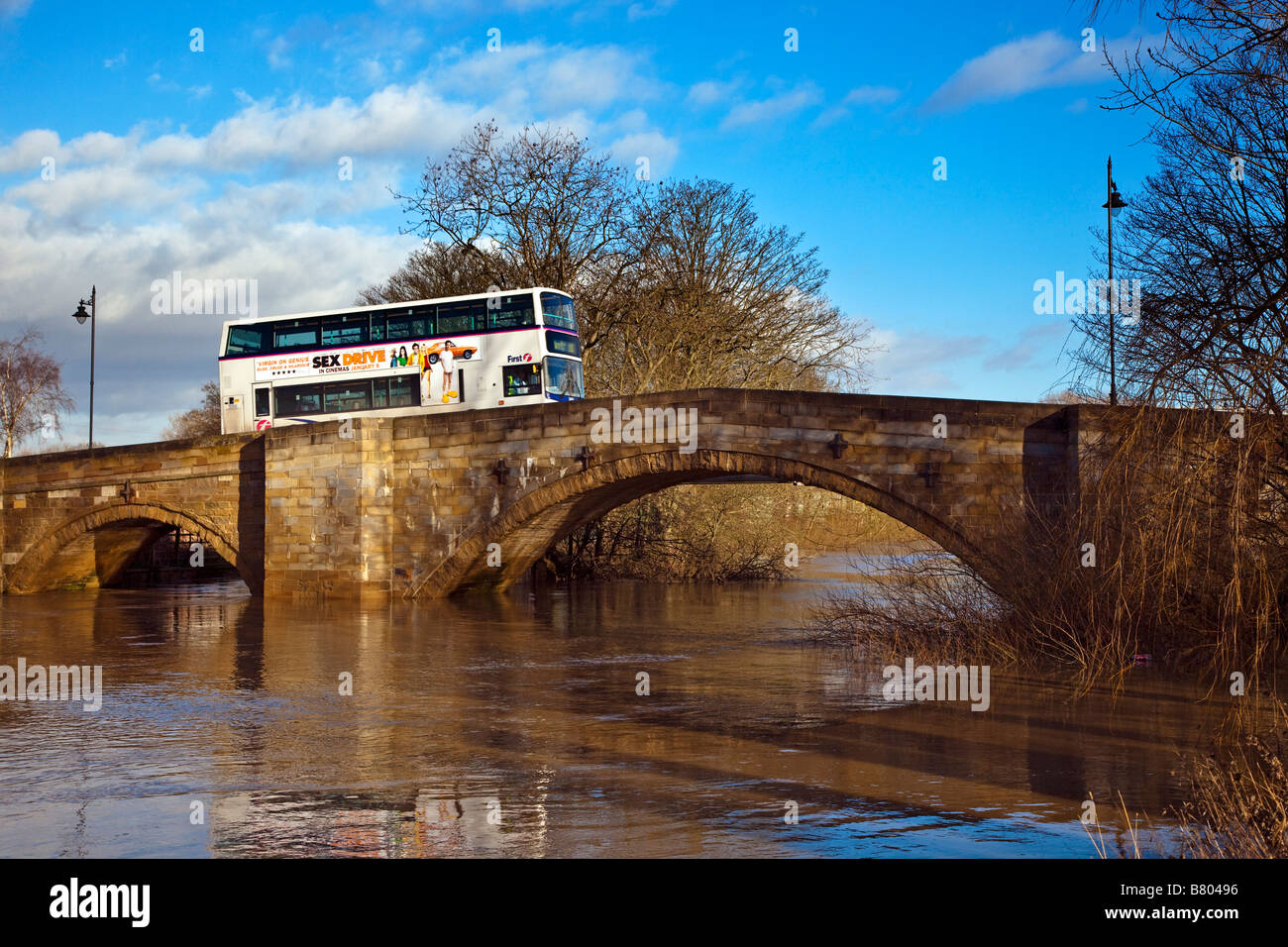 The River Derwent running high in winter Stamford Bridge East Yorkshire ...