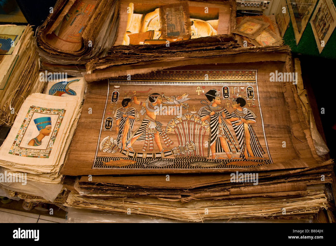 Replica of ancient Egyptian Papyrus scrolls for sale in a souvenir shop ...