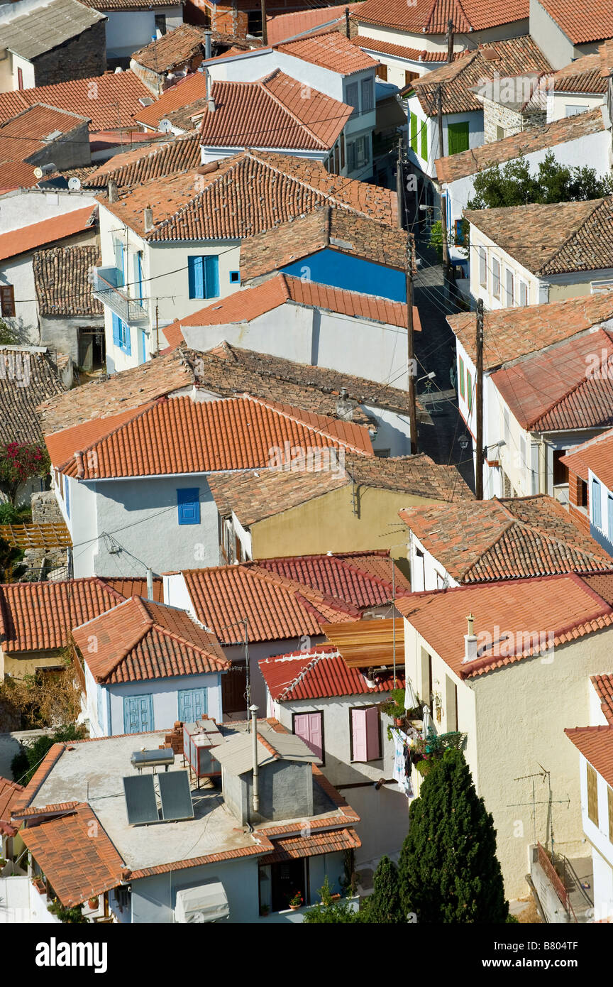 The houses on Ano Vathy (old part of Samos-Town Stock Photo - Alamy