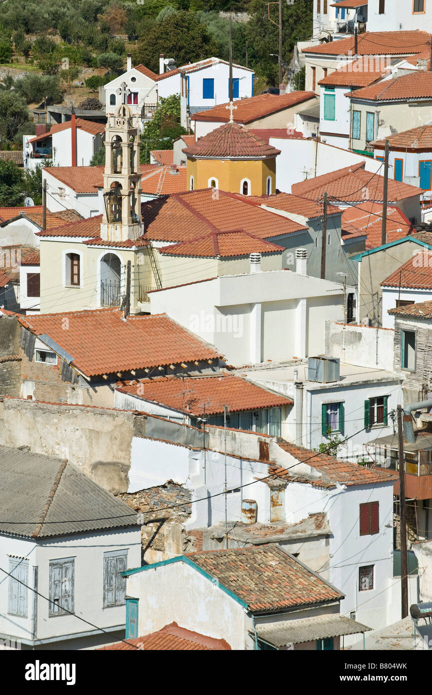 The houses on Ano Vathy (old part of Samos-Town Stock Photo - Alamy