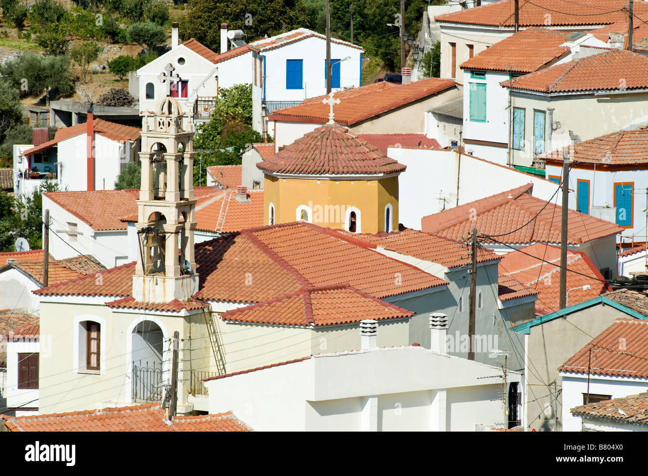 The houses on Ano Vathy (old part of Samos-Town Stock Photo - Alamy