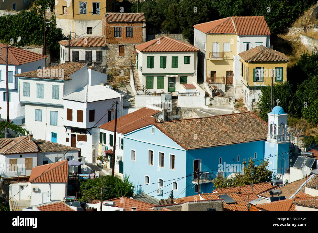 The houses on Ano Vathy (old part of Samos-Town Stock Photo - Alamy