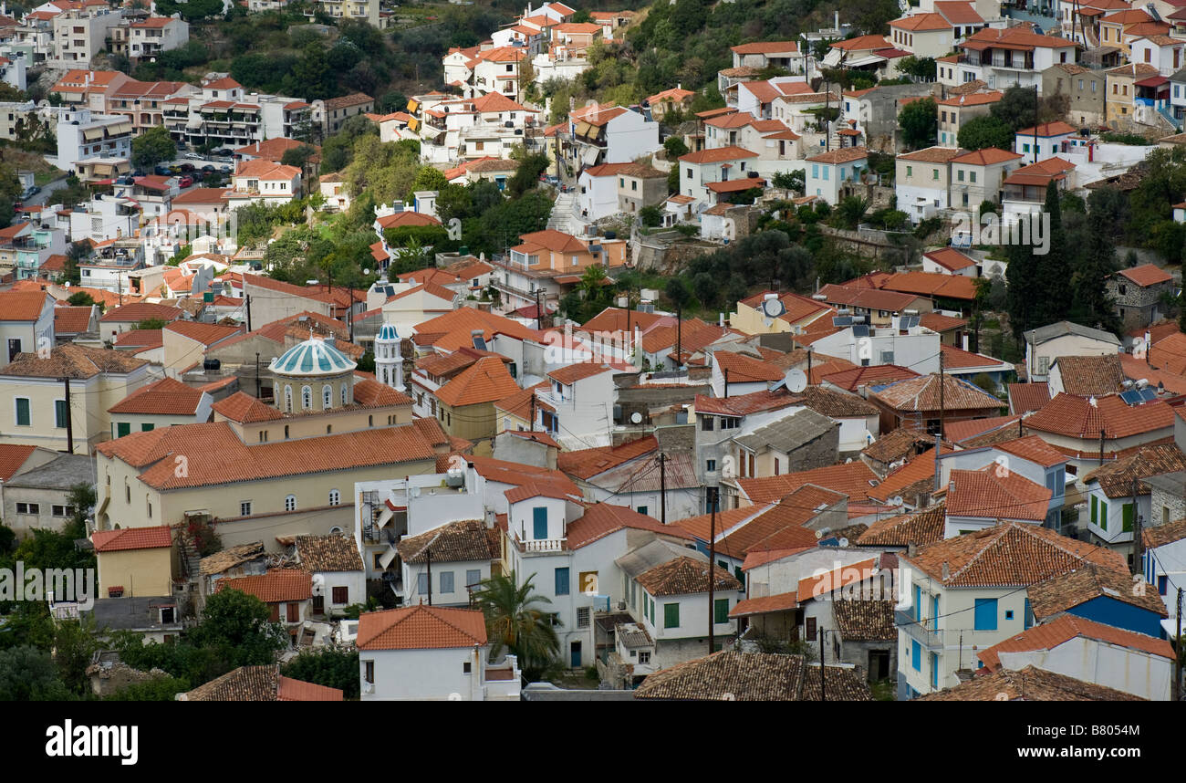 The houses on Ano Vathy (old part of Samos-Town Stock Photo - Alamy