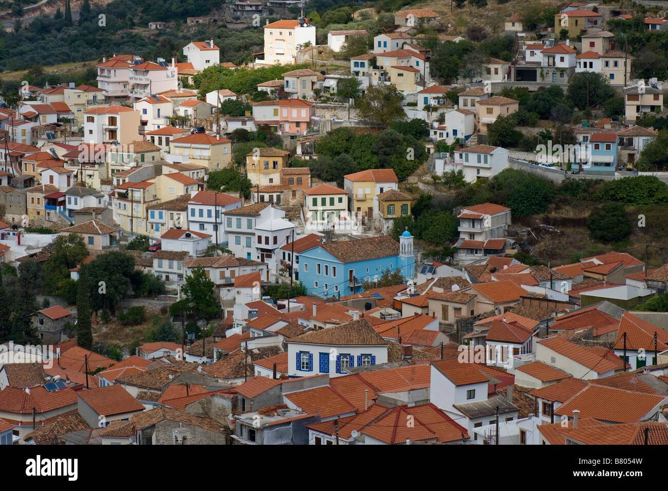 The houses on Ano Vathy (old part of Samos-Town Stock Photo - Alamy