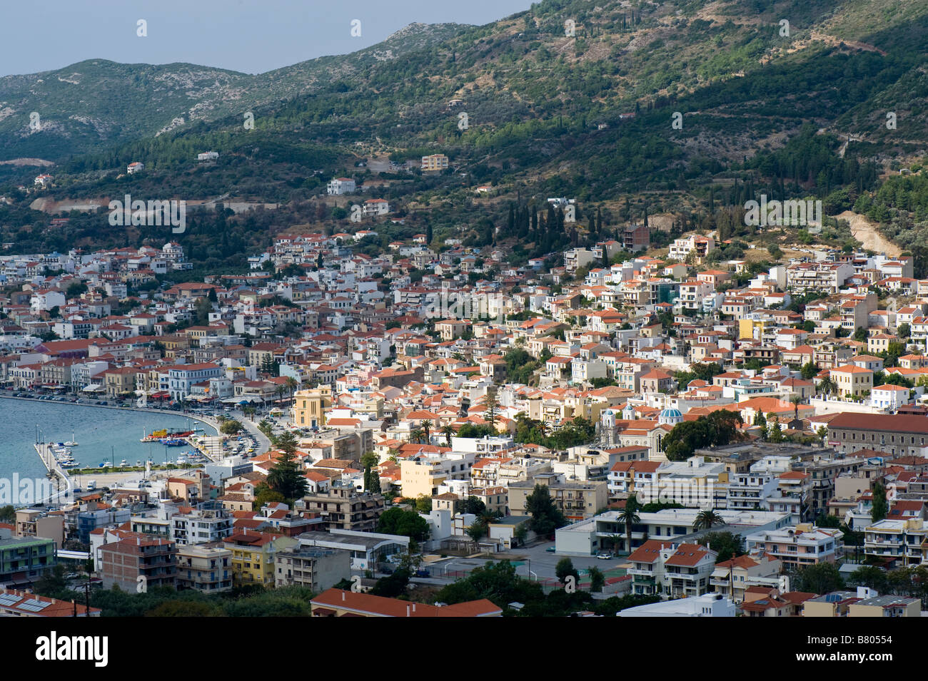 The houses on Ano Vathy (old part of Samos-Town Stock Photo - Alamy