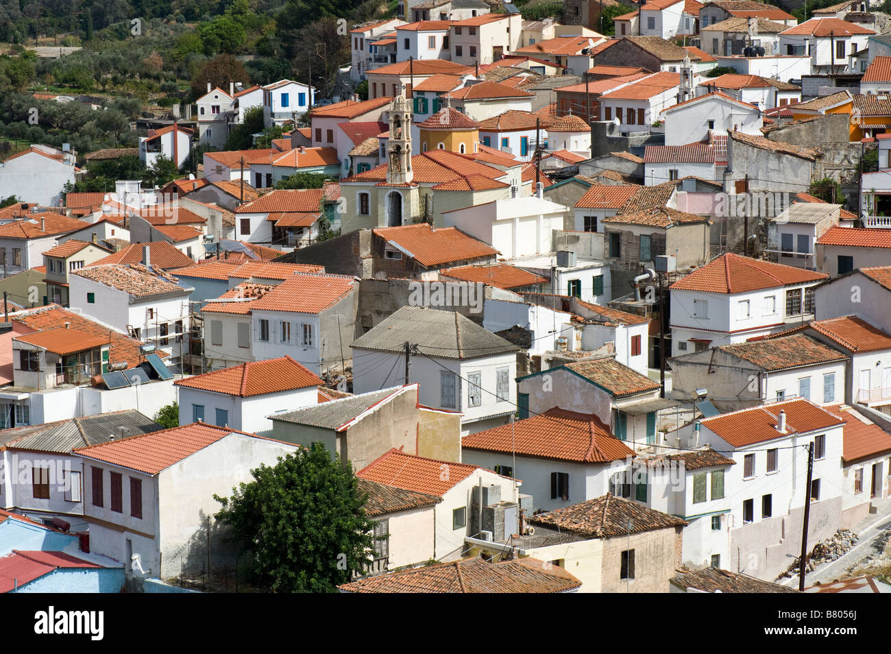 The houses on Ano Vathy (old part of Samos-Town Stock Photo - Alamy