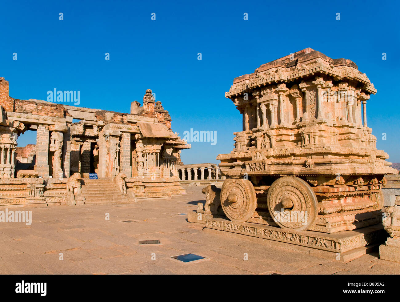The carved stone chariot containing an image of Garuda inside the ...