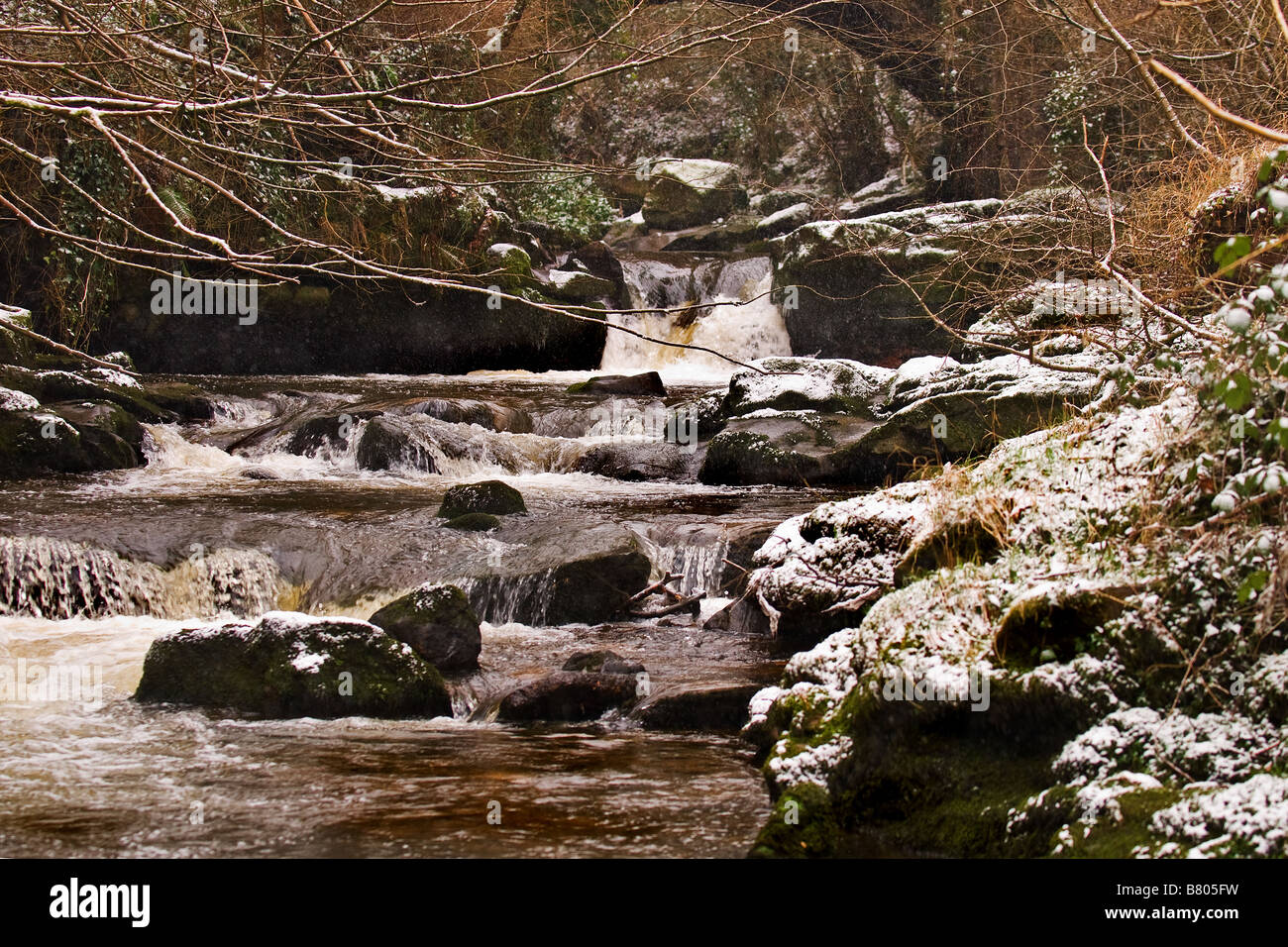 A small stream flowing through a valley in winter Stock Photo - Alamy