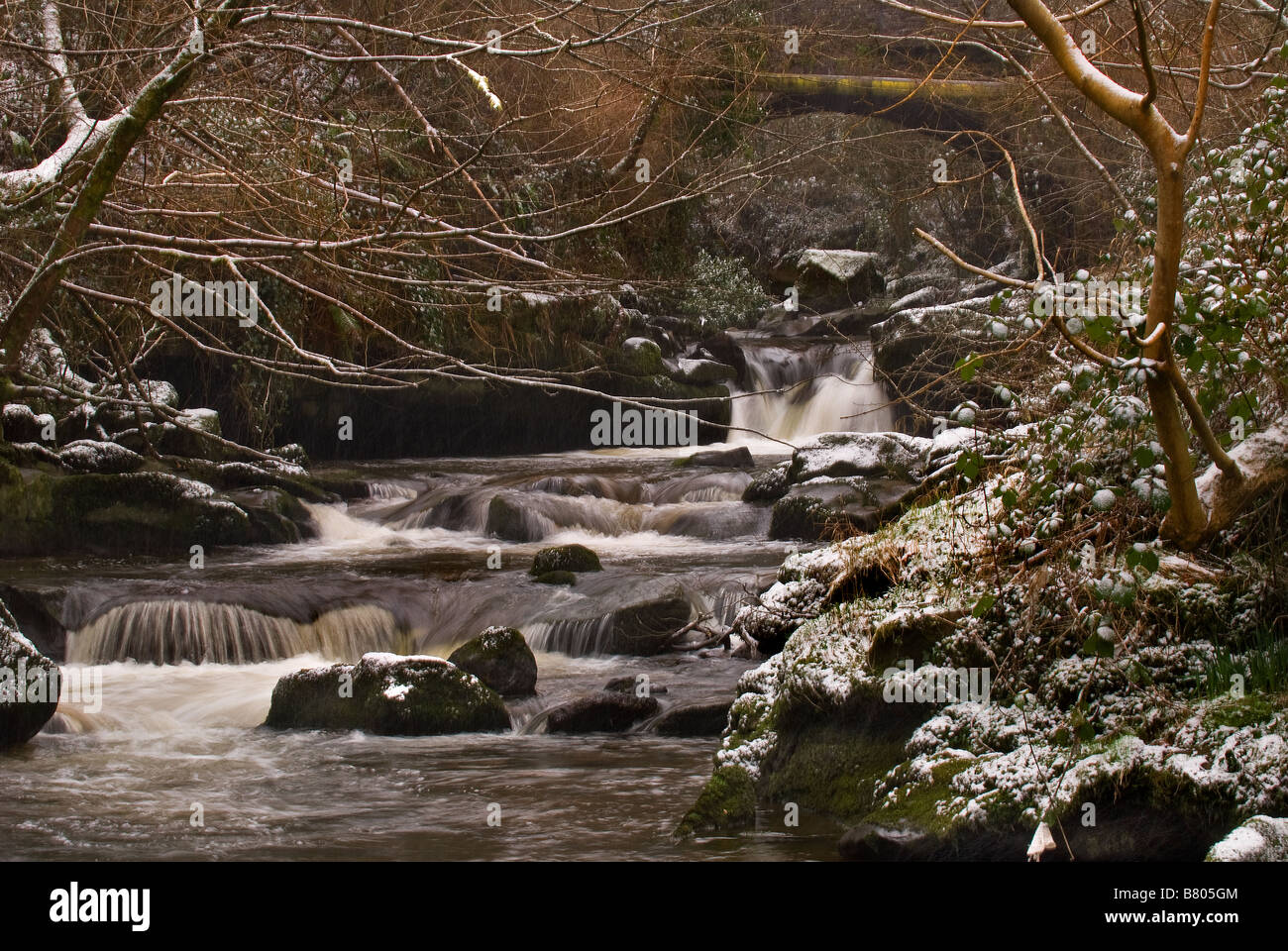 A small river running through a wooded valley in winter Stock Photo - Alamy