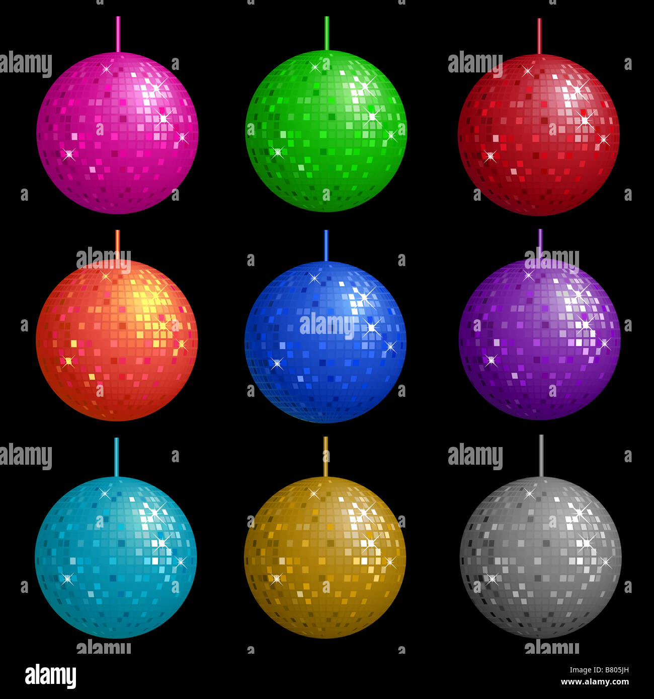 Colourful disco balls Stock Photo - Alamy