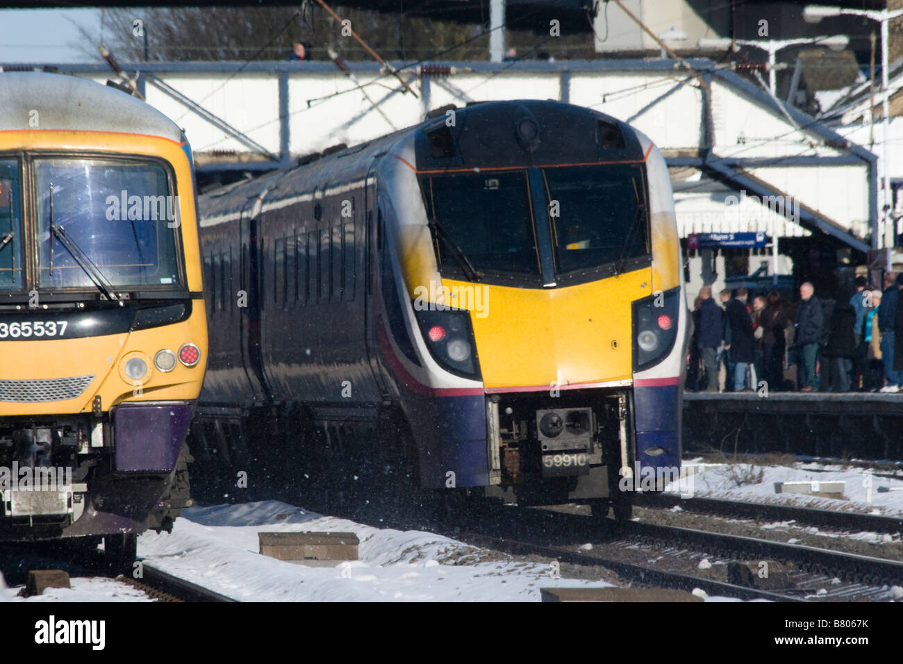 Passenger Trains pass through Huntingdon Station Stock Photo - Alamy