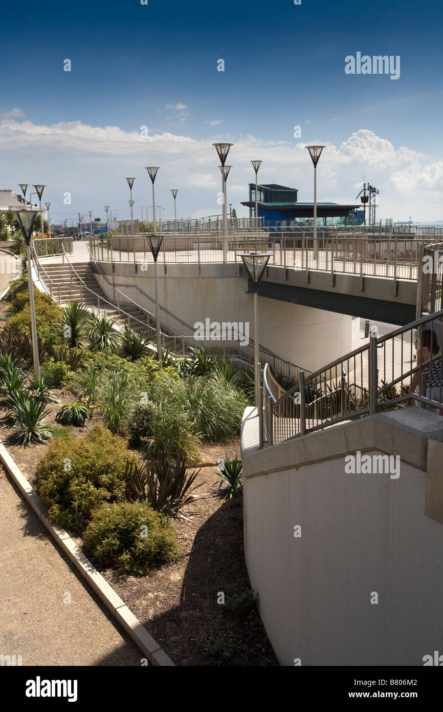 THE MODERN CONCRETE STEPS LEADING DOWN TO THE SEAFRONT AT SOUTHEND ON ...