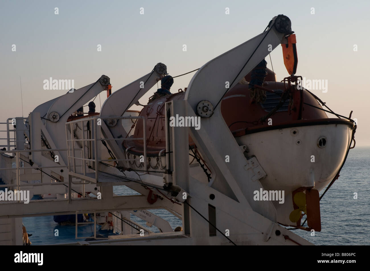 Rescue boats on ship Stock Photo - Alamy