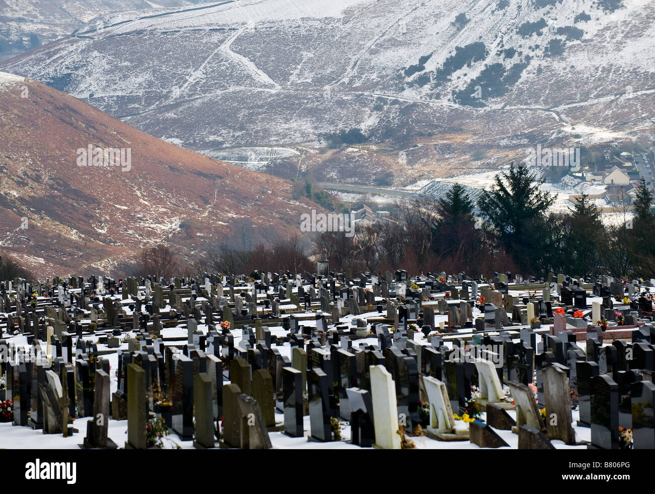 Penrhys cemetery in the Rhondda Valley in Wales Stock Photo - Alamy