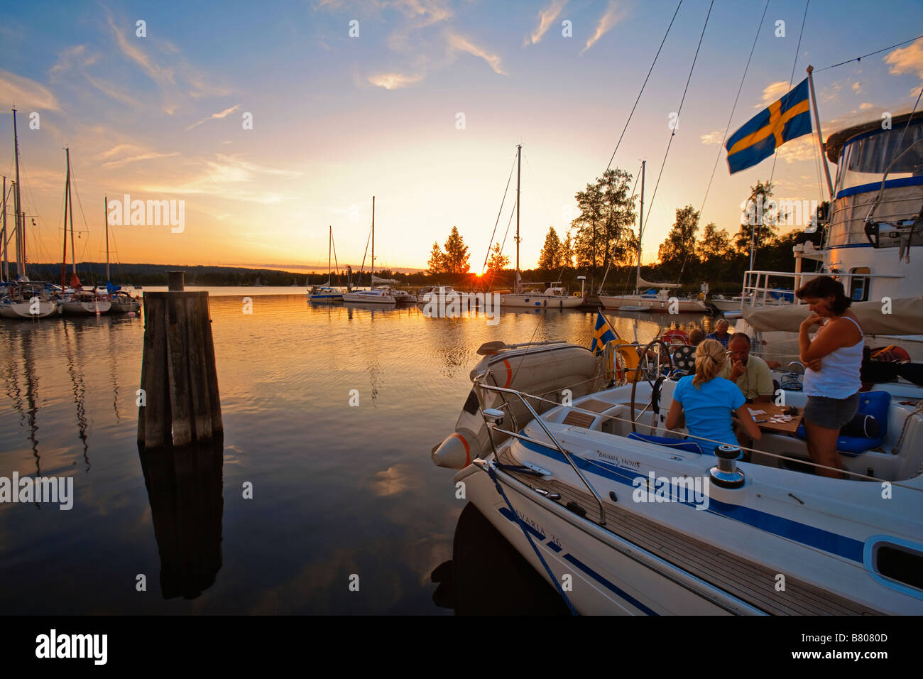 SWEDEN VÄRMLAND KARLSBORG EVENING AT KARLSBORG HARBOUR Stock Photo - Alamy