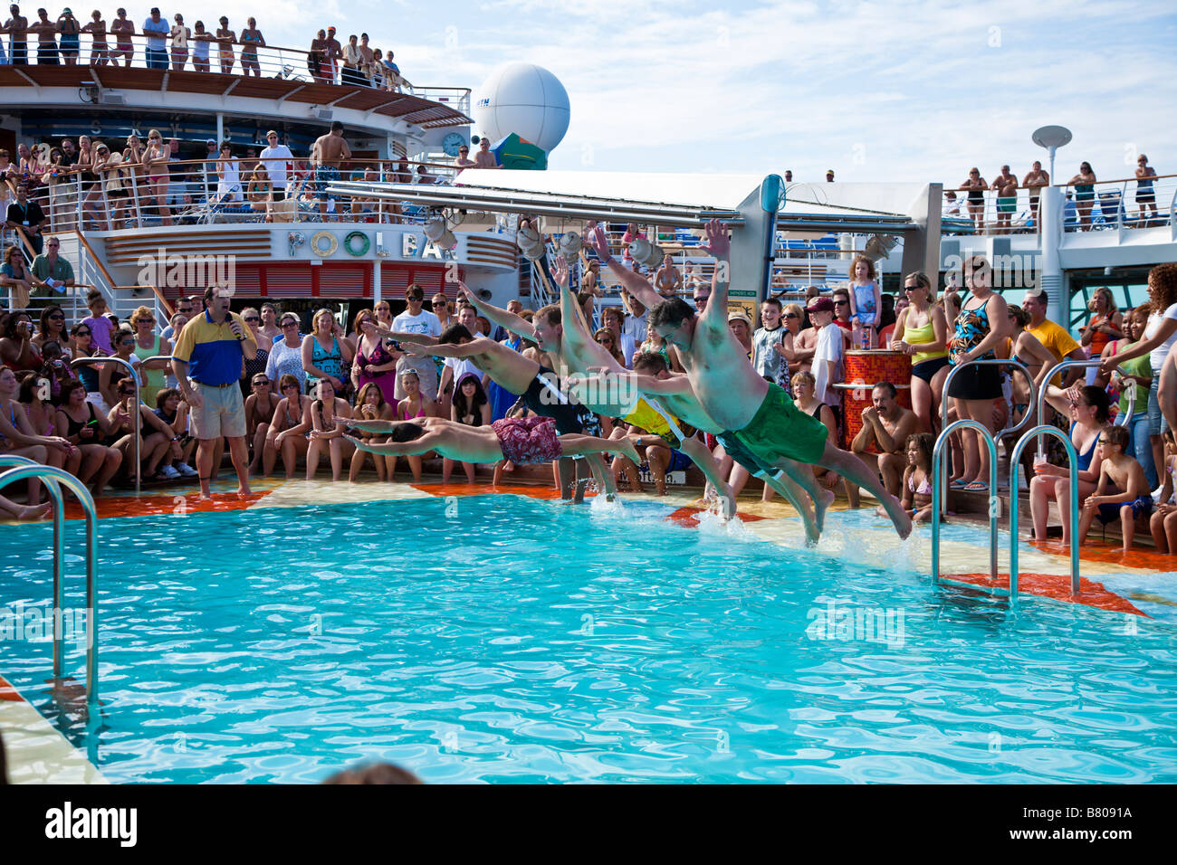 Belly flop contest on the deck of Royal Caribbean Navigator of the Seas ...