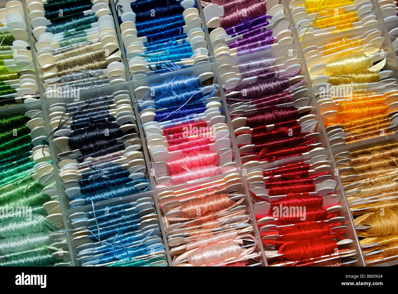 Collection of various colours of embroidery thread Stock Photo - Alamy