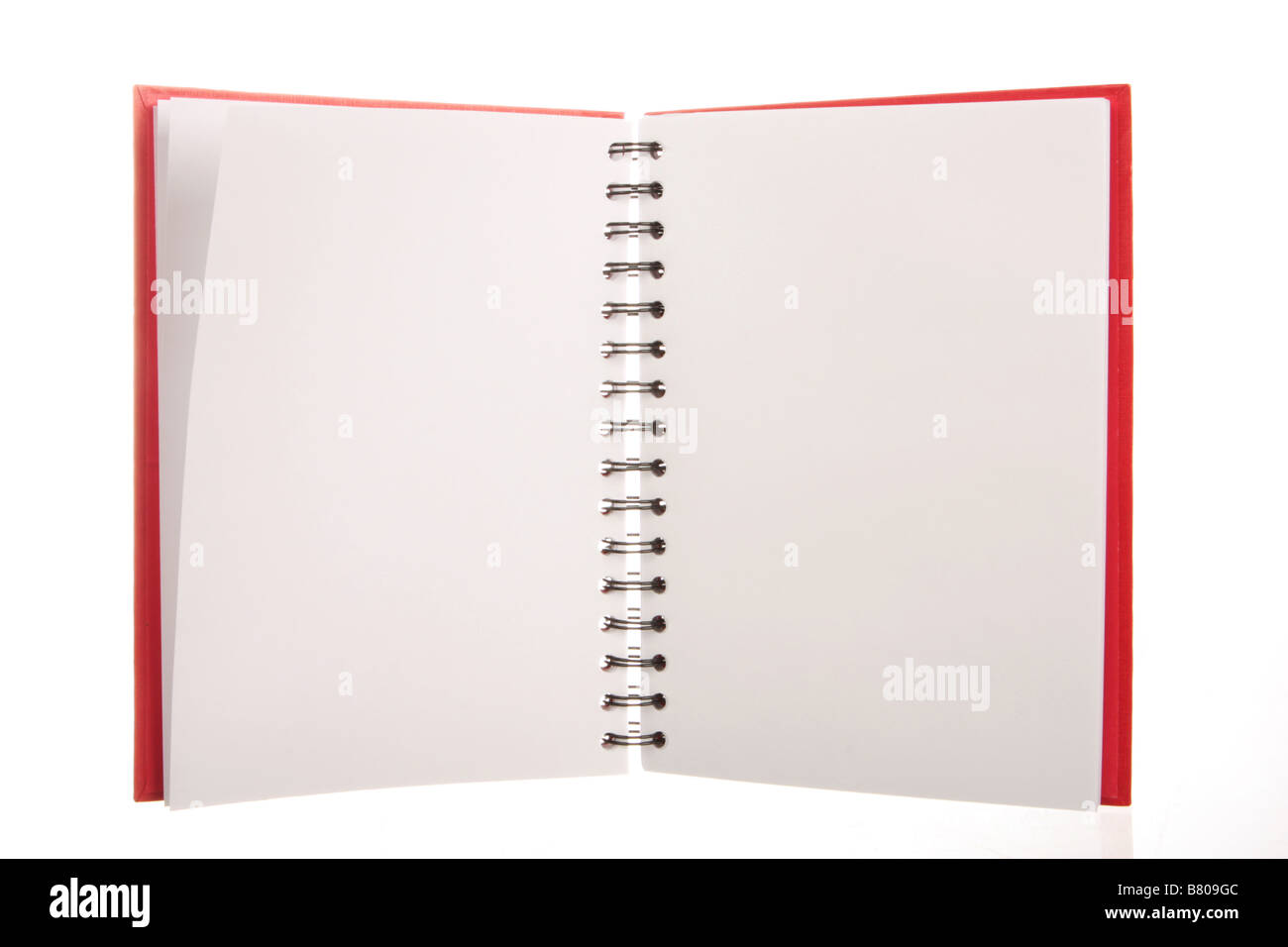 Open notebook isolated on white with empty pages Stock Photo - Alamy