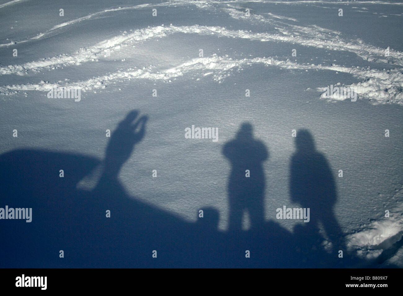 shadows of people in the snow Stock Photo - Alamy