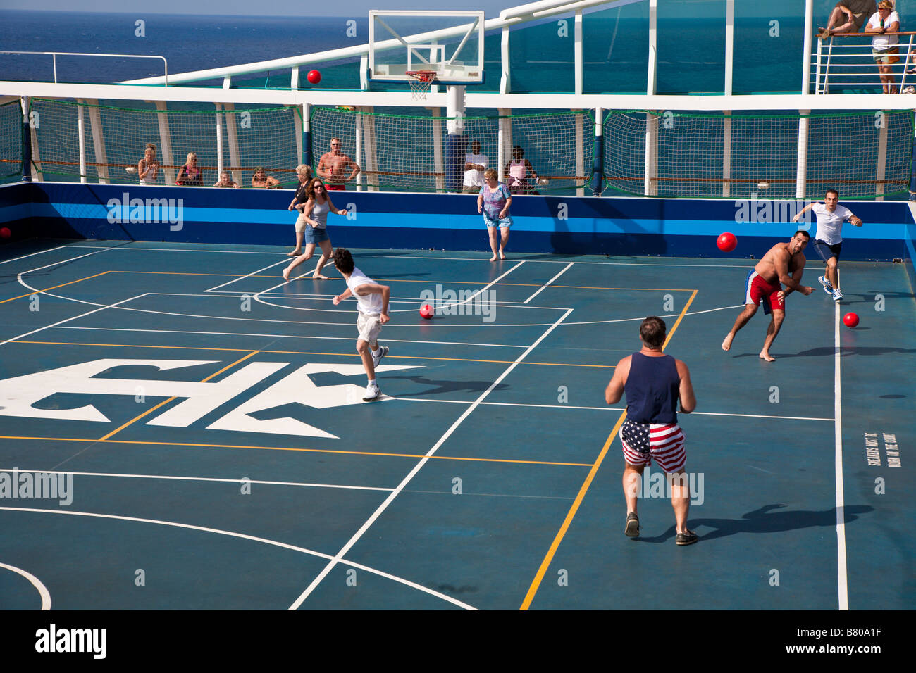 Cruise guests play dodgeball on cruise ship in Caribbean Stock Photo ...