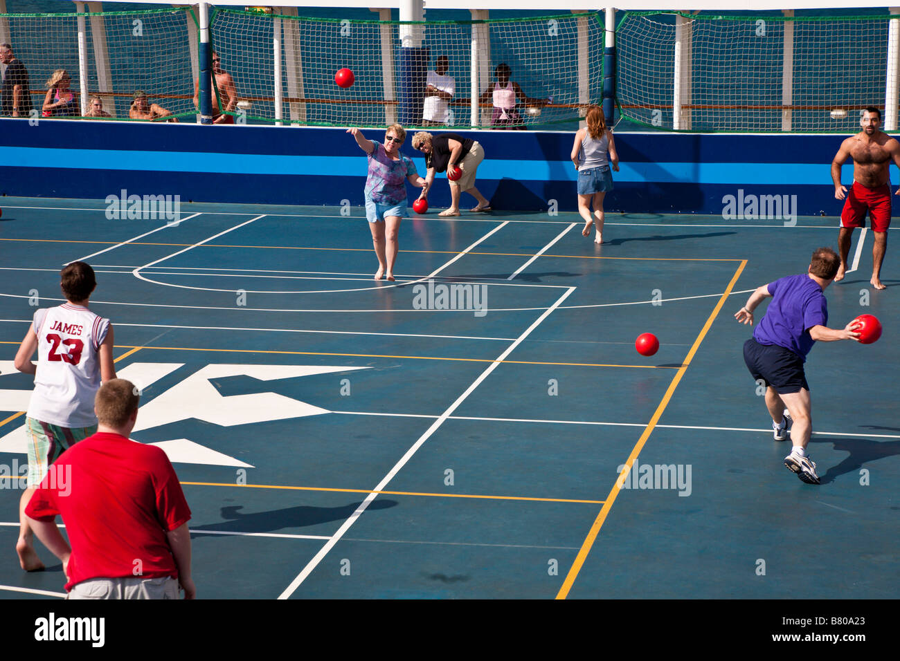 Cruise guests play dodgeball on cruise ship in Caribbean Stock Photo ...