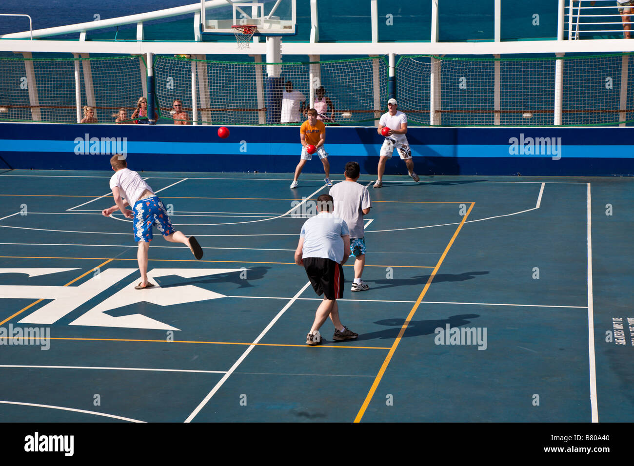 Cruise guests play dodgeball on cruise ship in Caribbean Stock Photo ...