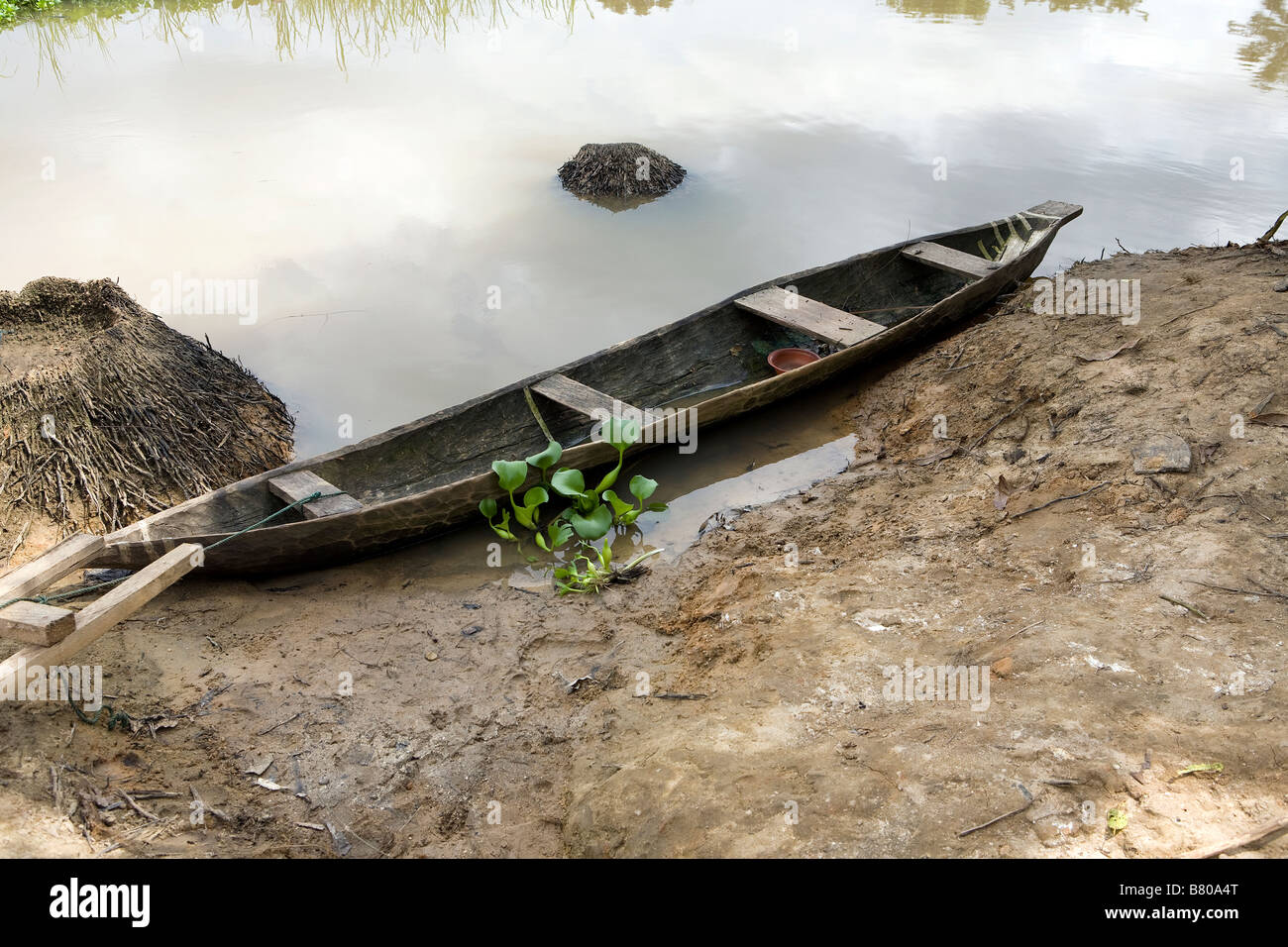 Dugout Canoe On Bank River Stock Photos & Dugout Canoe On Bank River ...