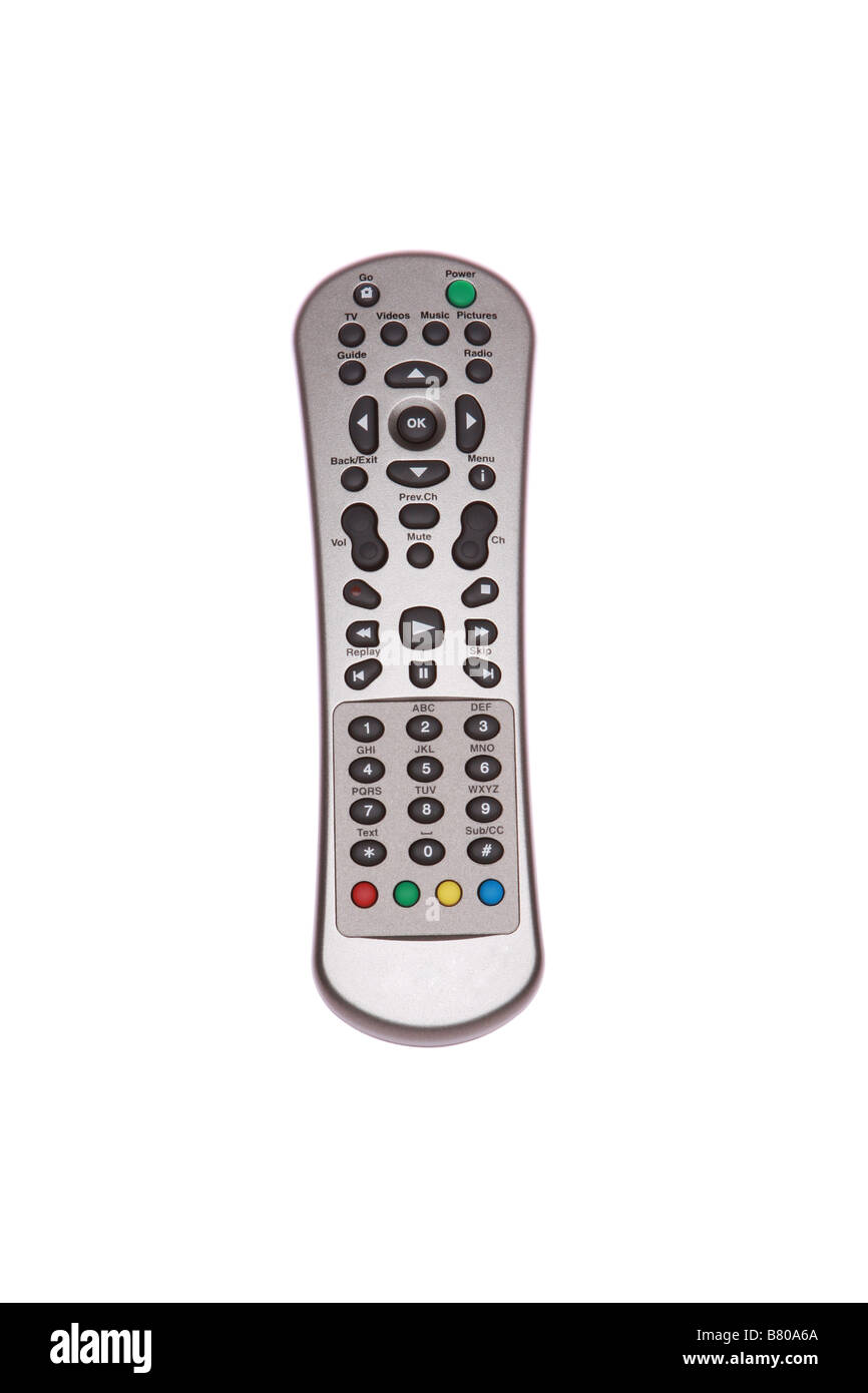 Brand new simple universal remote control isolated on white with ...